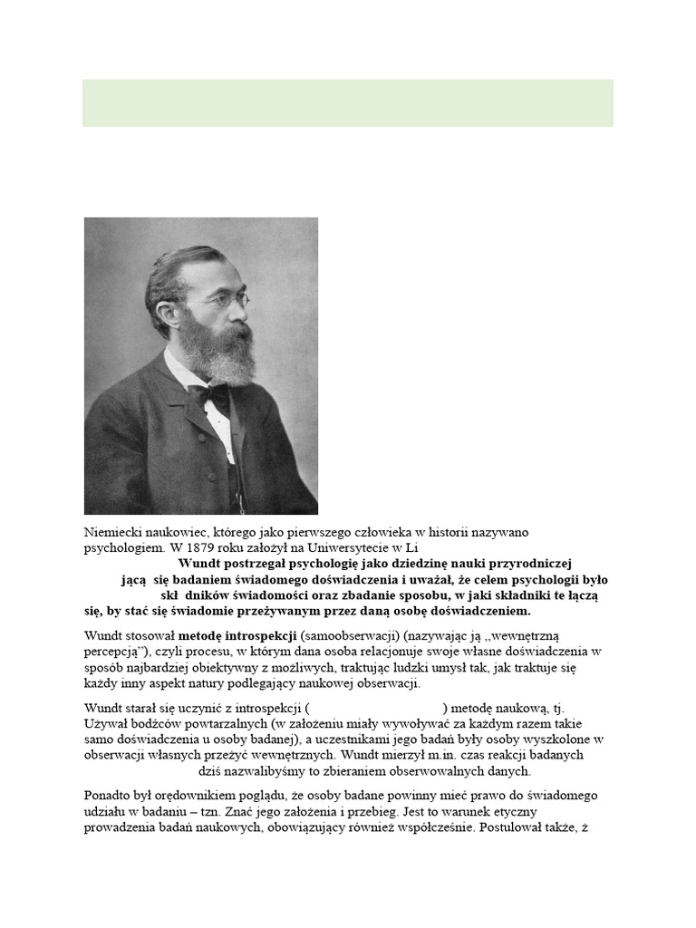 Historia Myśli Psychologicznej | PDF