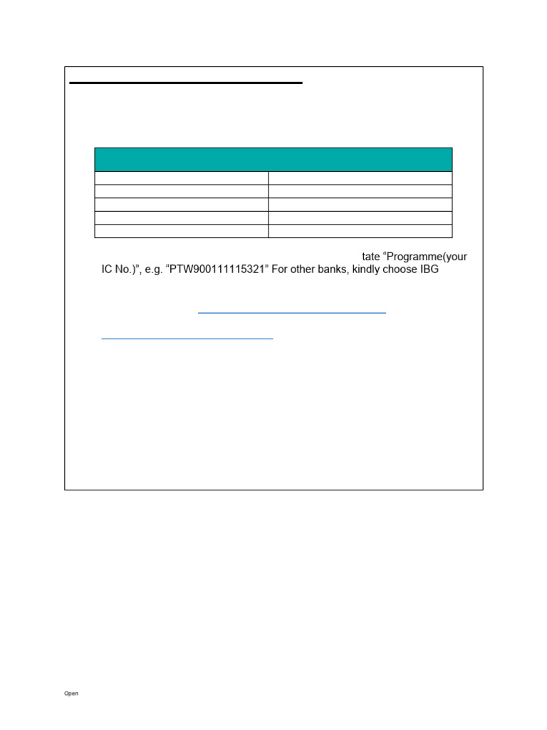COMPULSORY Payment Details For Self-Sponsored | PDF