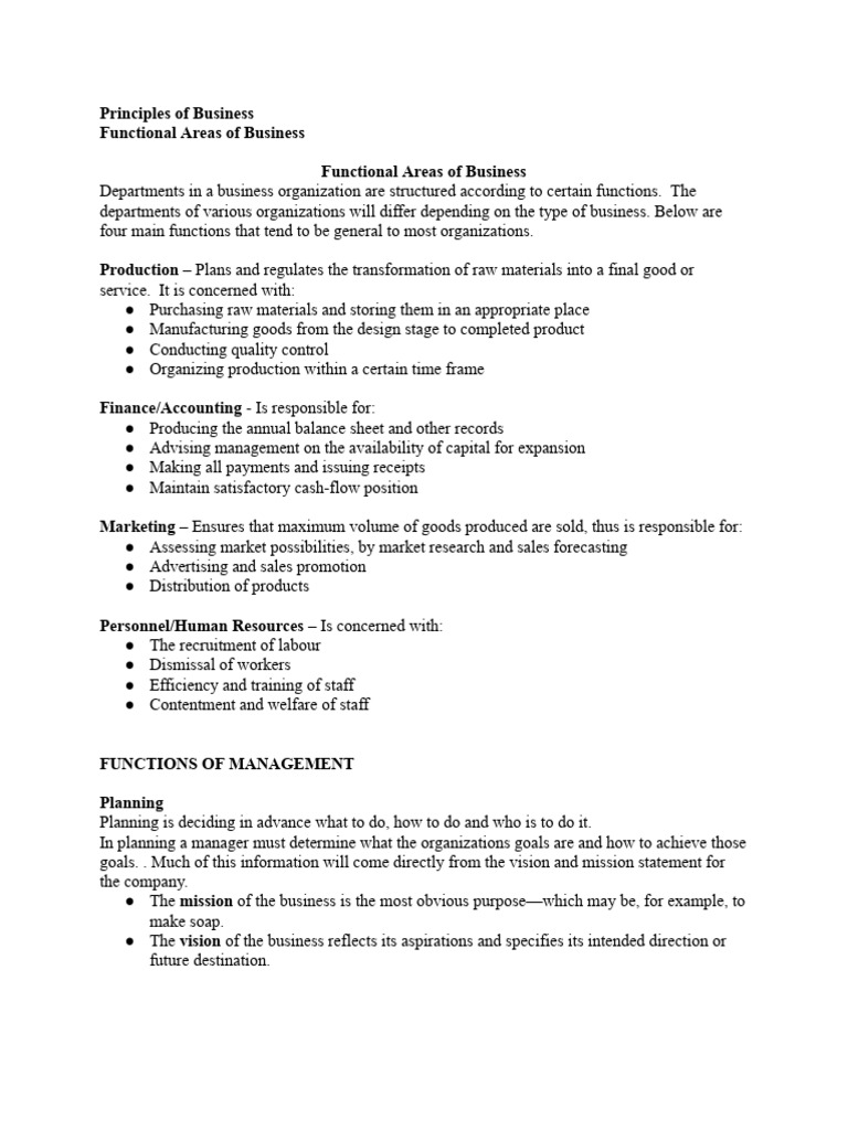 Functional Areas of Business | PDF | Motivation | Motivational
