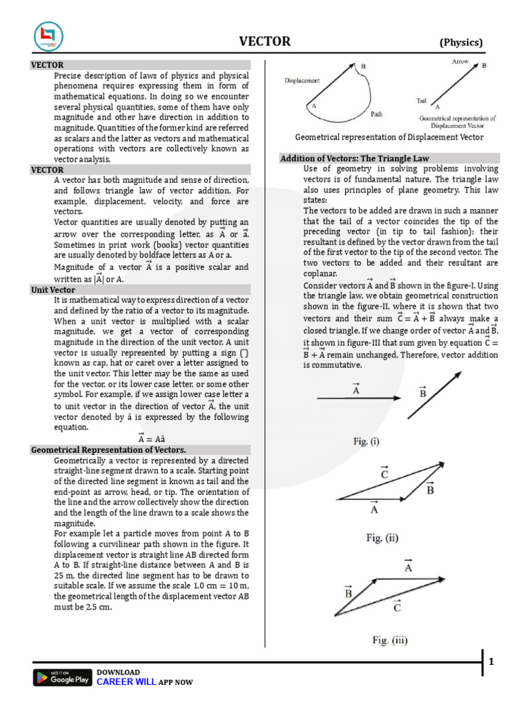 Sheet - 01 - Vector - 538778 - Crwill | PDF | Euclidean Vector | Mathematical Concepts