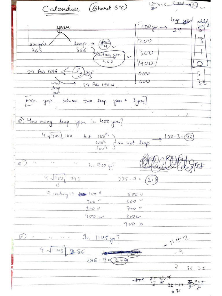 Calendar Reasoning Notes | PDF