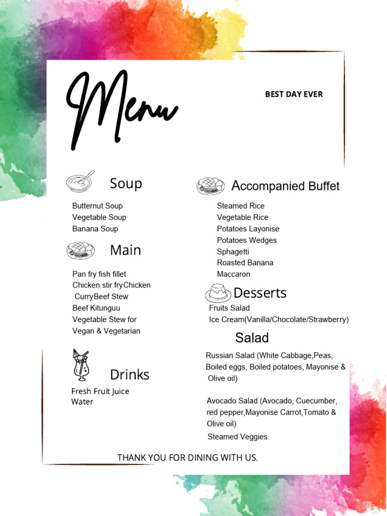 Urban Restaurant Menu Overview | PDF