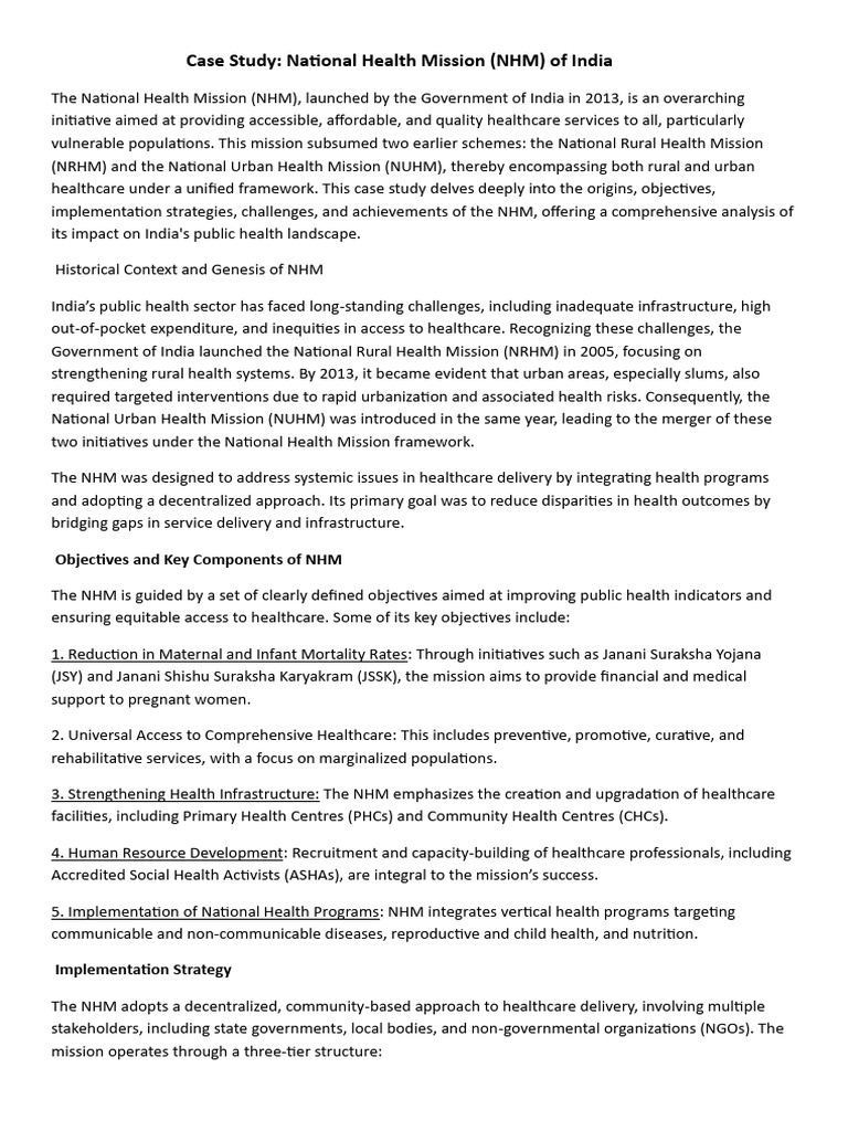 National Health Mission: Goals and Impact | PDF | Health Care | Social Programs