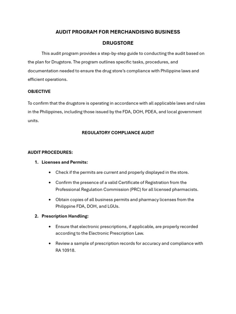 AUDIT PROGRAM FOR MERCHANDISING BUSINESS pt.1 | PDF