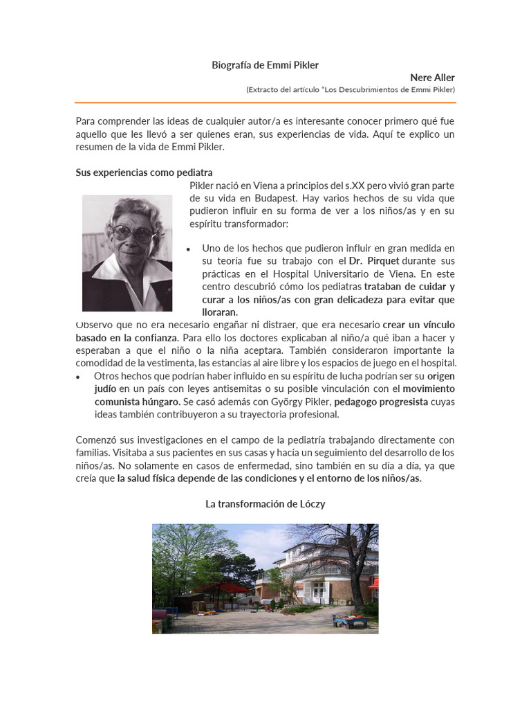 Biografía de Emmi Pikler | PDF