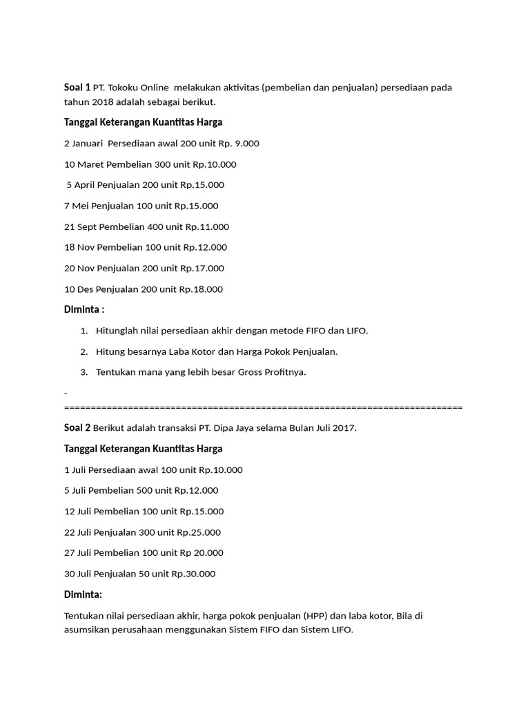 Tugas Dasar Akuntansi Inventory | PDF