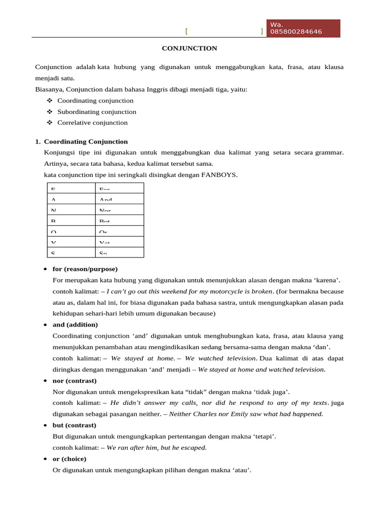 Panduan Lengkap Konjungsi dalam Bahasa Inggris | PDF