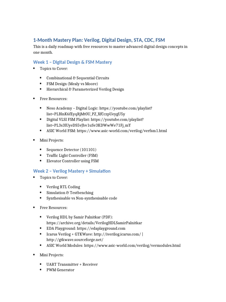 1-Month VLSI Master Roadmap Ayush | PDF | Hardware Description Language ...