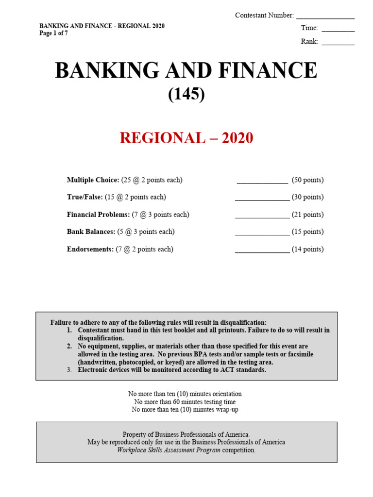 2020 Banking & Finance Test | PDF | Credit Card | Mortgages