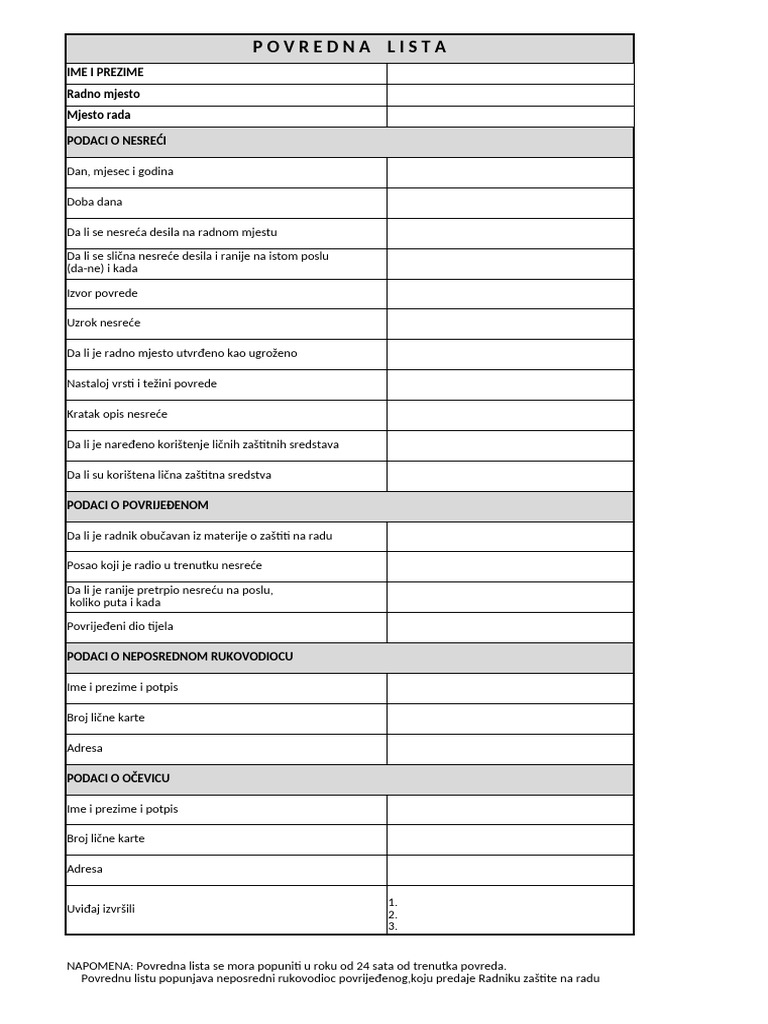 Povredna Lista | PDF
