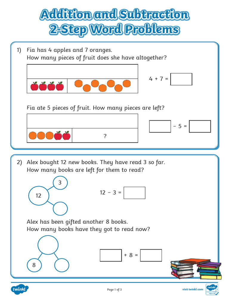 Addition and Subtraction 2-Step Word Problems | PDF | Cuisine | Foods