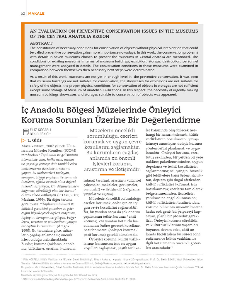 Anadolu B - Lgesi M - Zelerinde - Nleyici Koruma Sorunlar - Zerine Bir de - Erlendirme (#511853 ...