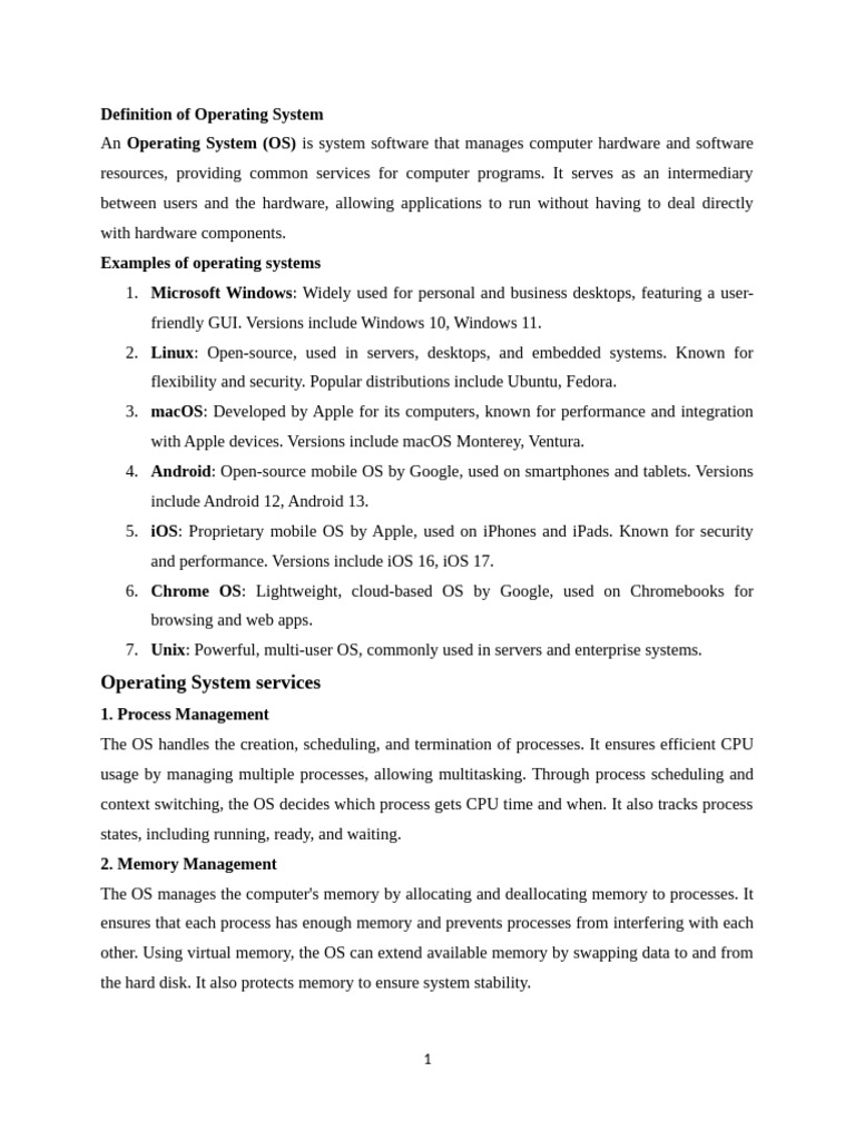 Operating System Introduction Pdf Operating System Process Computing
