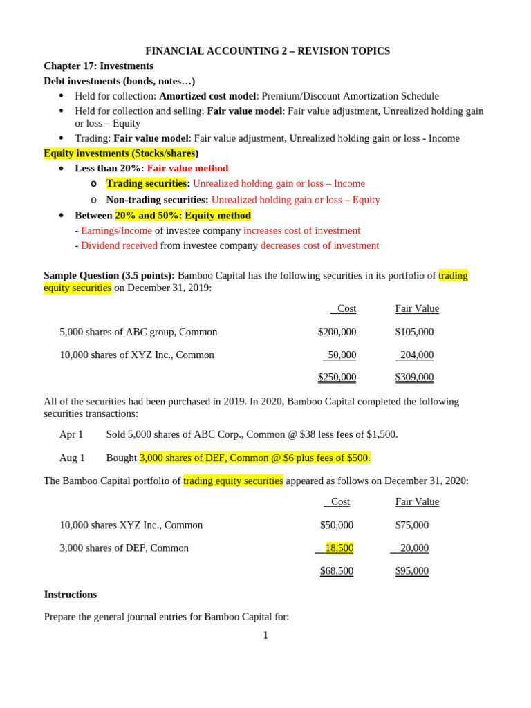FA2 - Final Revision Topic With KEY | PDF | Depreciation | Revenue
