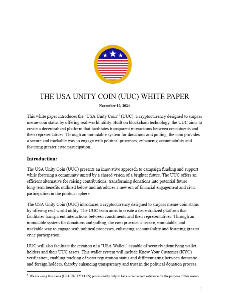 Usa Unity Coin Whitepaper | PDF | Cryptocurrency | Intelligence (AI ...