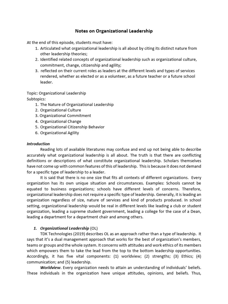 Understanding Organizational Leadership Concepts | PDF | Leadership ...