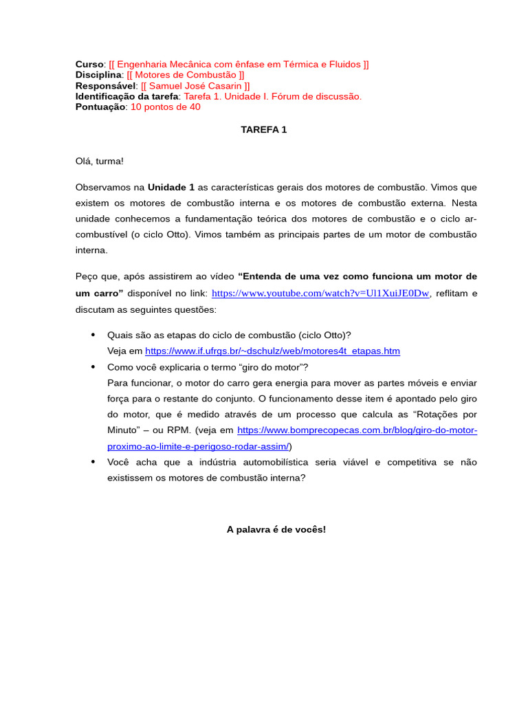 Tarefa 1 - Forum | PDF