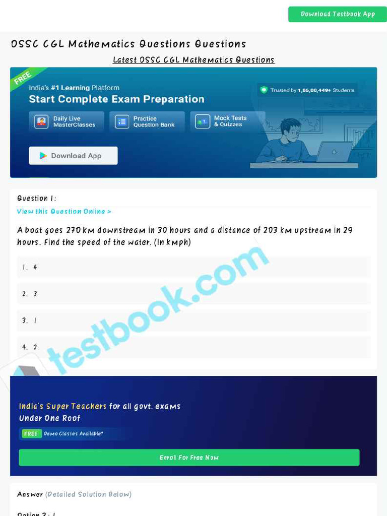 Ossc CGL Mathematics Questions 6479f0aef4efd2942707e7f3 | PDF