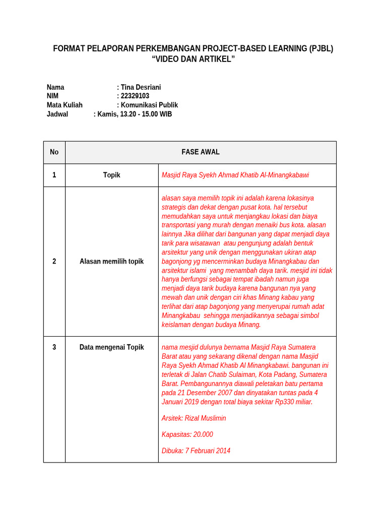 Tina Desriani _ 22329103_ Format Pelaporan Perkembangan Project Part I_kompub | PDF
