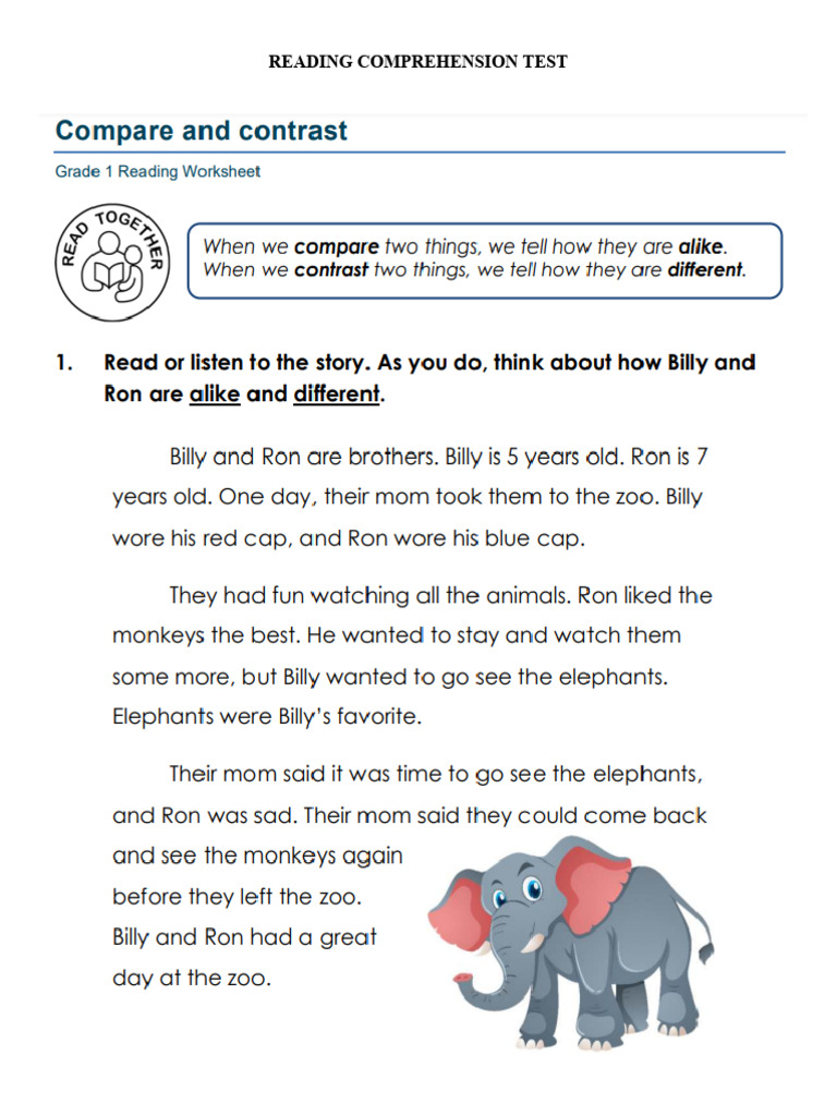 Reading Comprehension Test | PDF