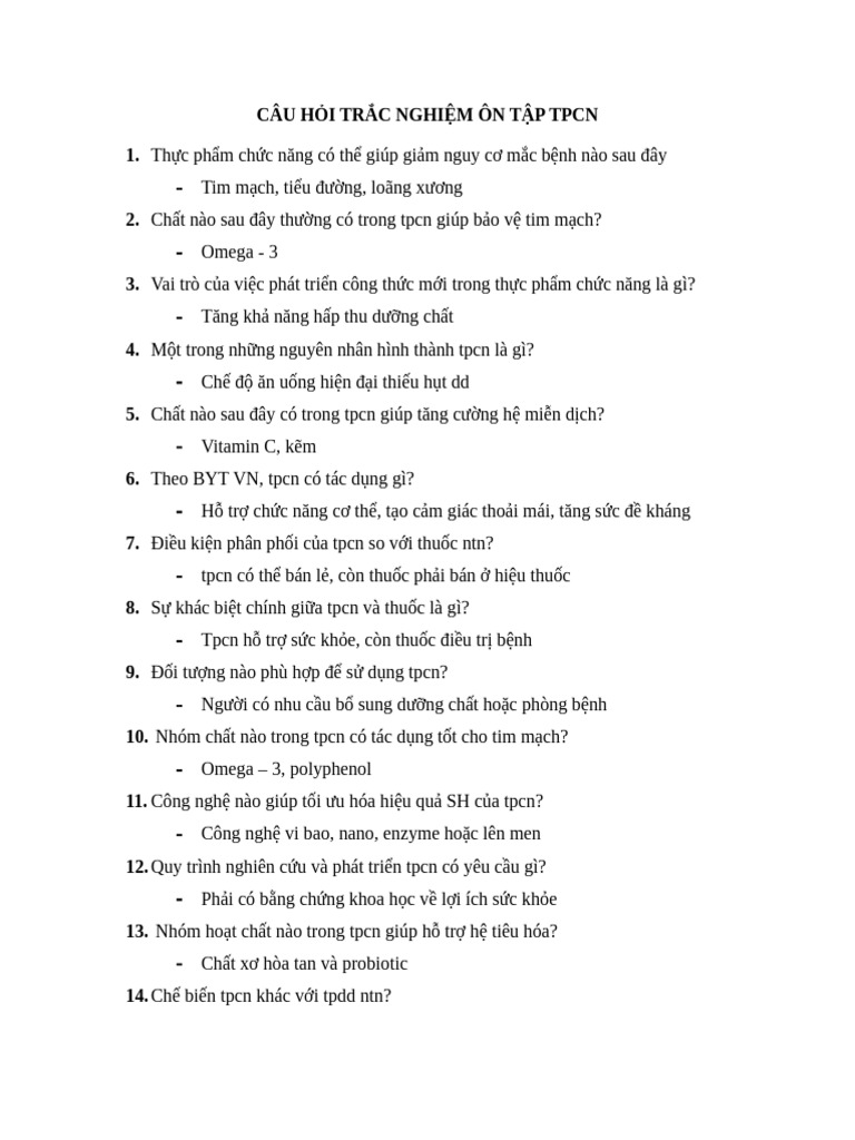 Ôn tập TPCN | PDF