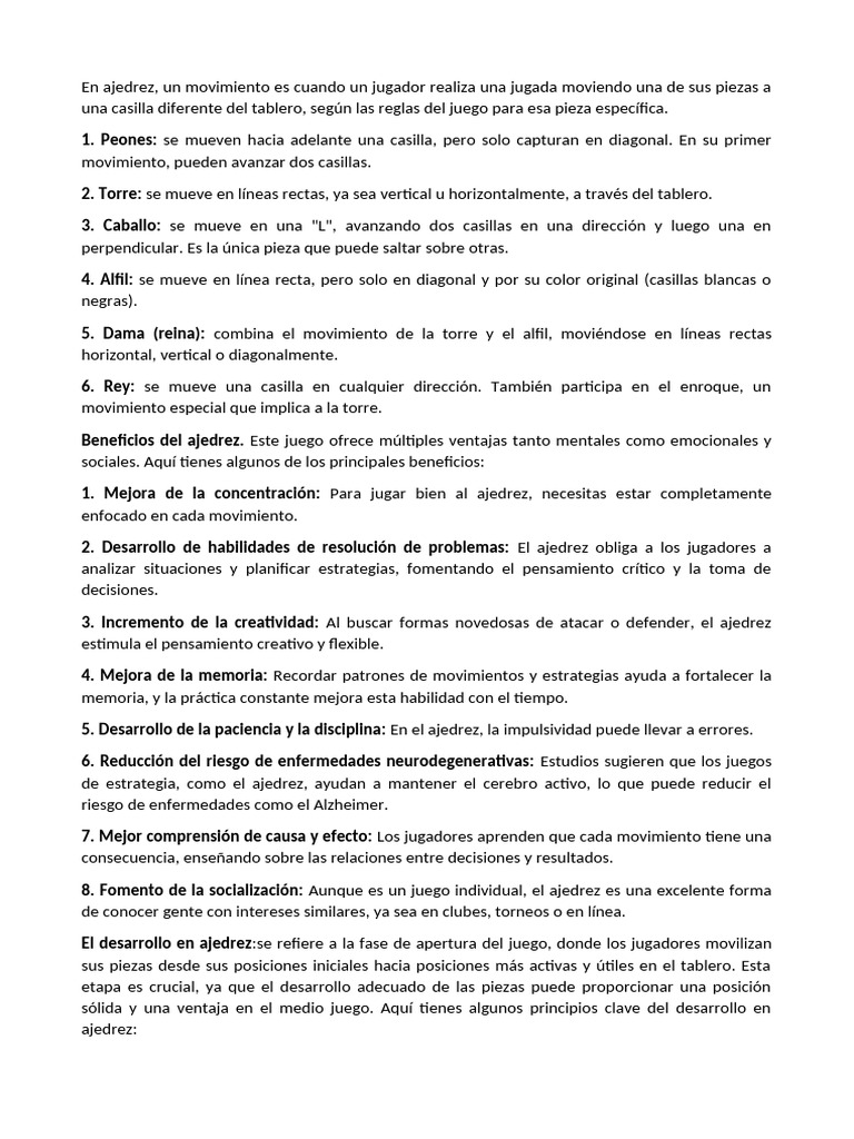 Tarea Ajedrez | PDF | Ajedrez | Aperturas de ajedrez