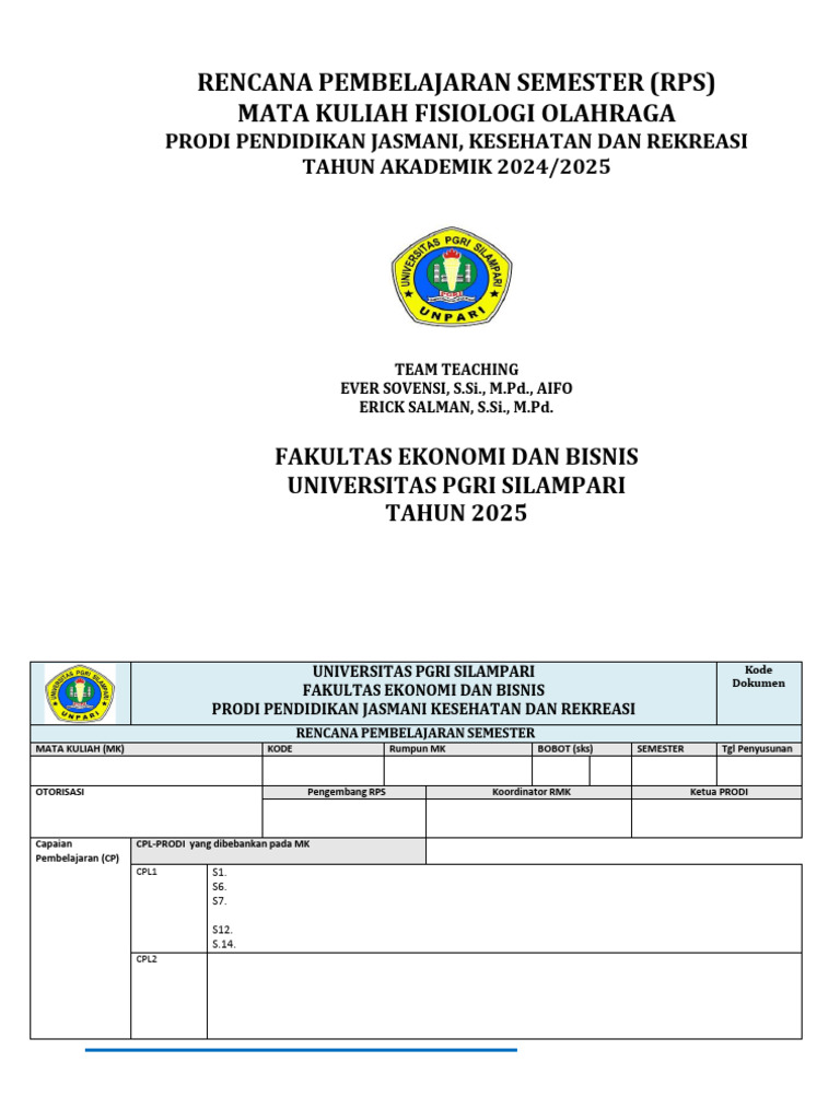 RPS-Fisiologi OLAHRAGA-OBE 2025 | PDF