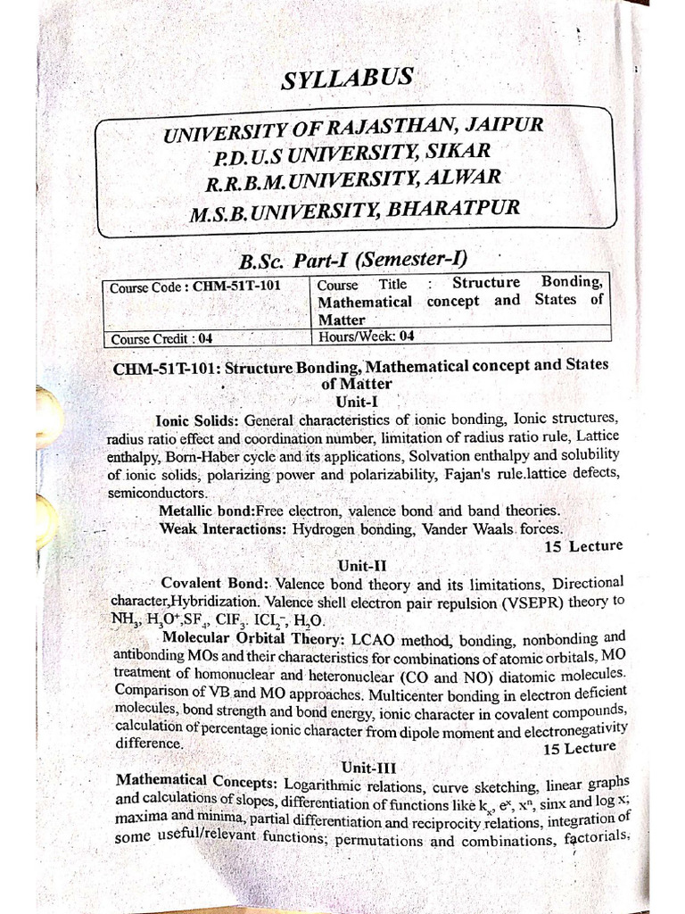 BSc 1st Semester Syllabus 2025 PDF | PDF