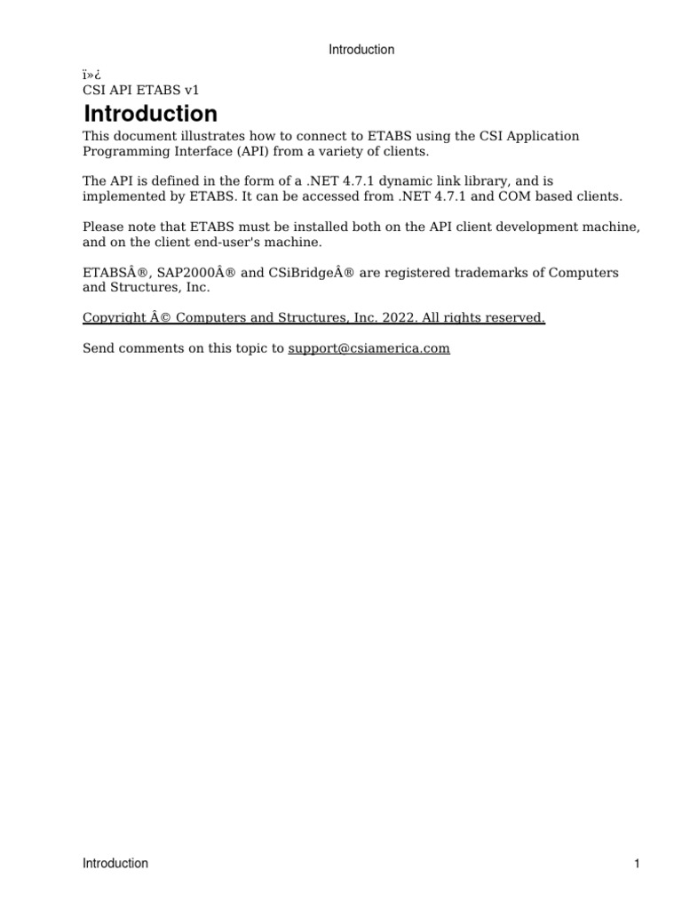 Csi API Etabs v1 | PDF | Component Object Model | Visual Basic For Applications