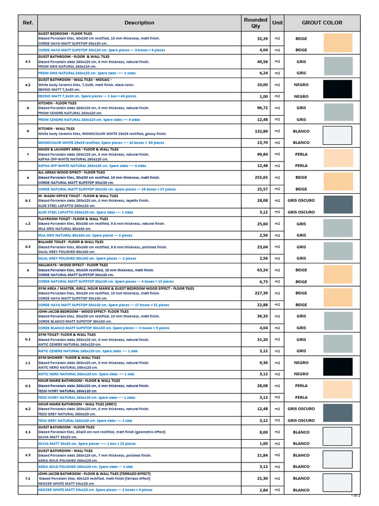 Tile and Grout Specifications Catalogue | PDF | Tile | Cookware And ...