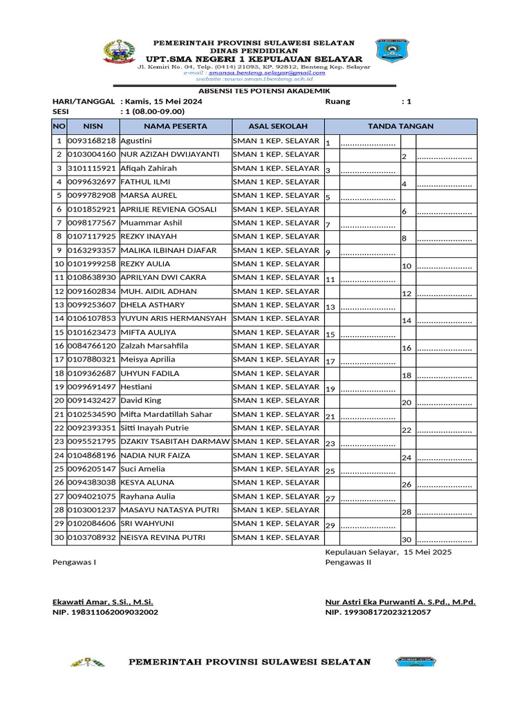 Pembagian Sesi | PDF