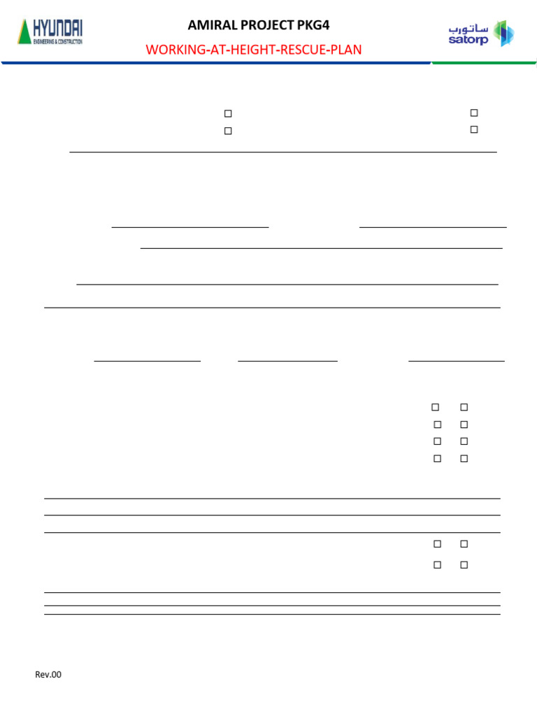 Work at Height Rescue Plan Rev.01 | PDF | Emergency | Occupational ...