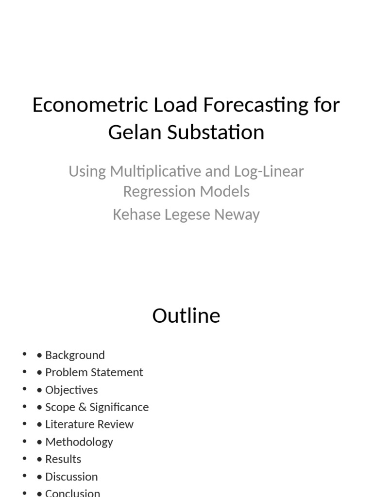 Gelan Substation Enhanced PPT | PDF | Linear Regression | Forecasting
