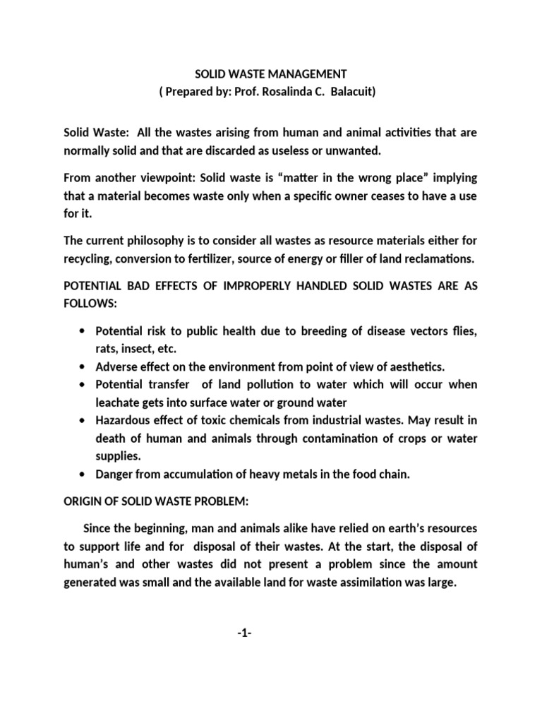 Solid Waste Management Lecture | PDF | Incineration | Waste Management