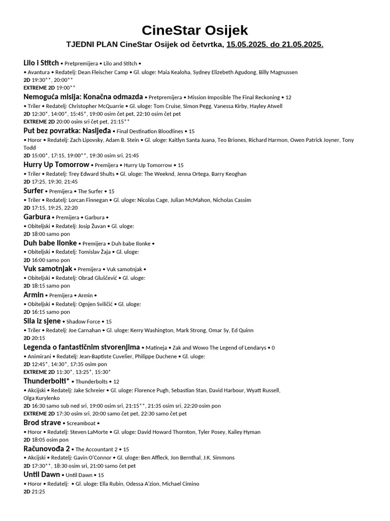 CineStar Osijek 15.05.2025 | PDF
