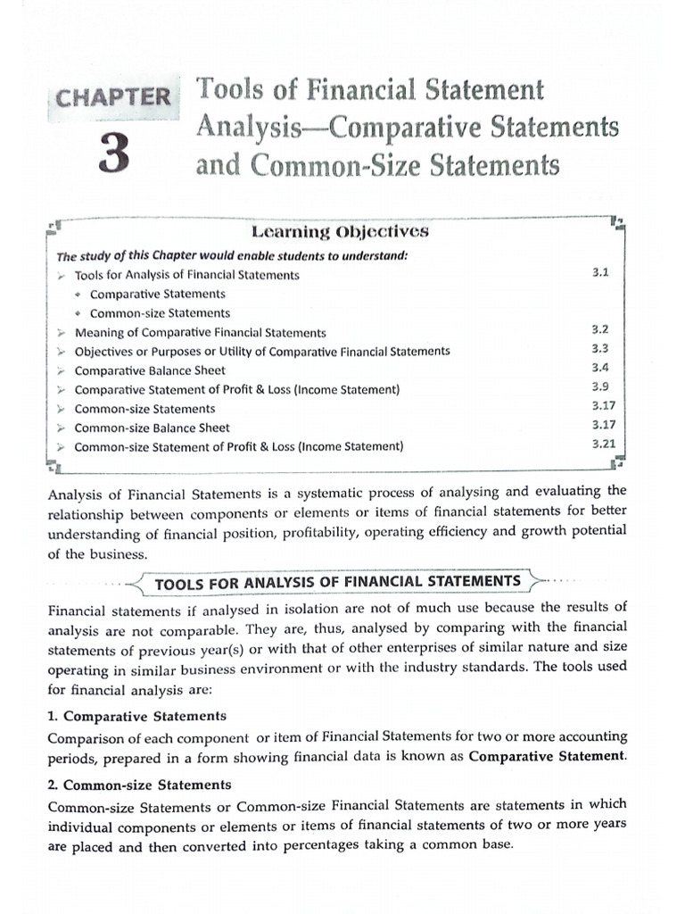 Accounts Chapter 3 Comparative Statements Class 12 | PDF