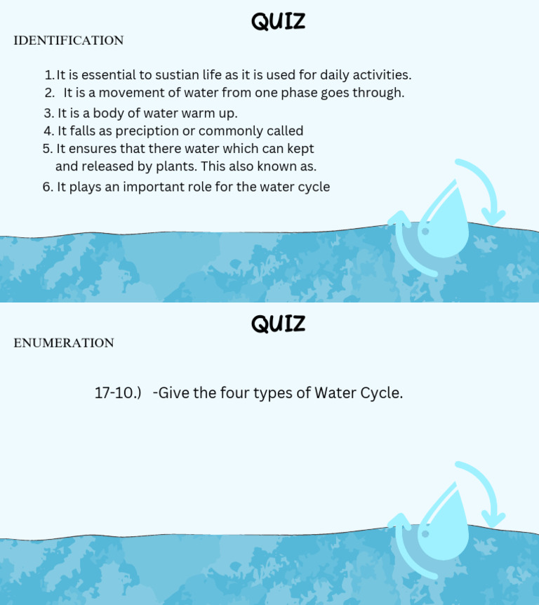 Water Cycle Quiz and Identification | PDF