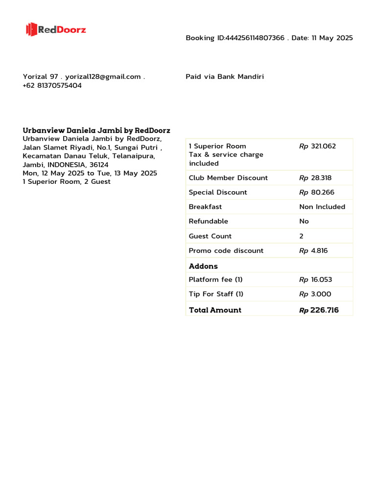 Booking Invoice | PDF