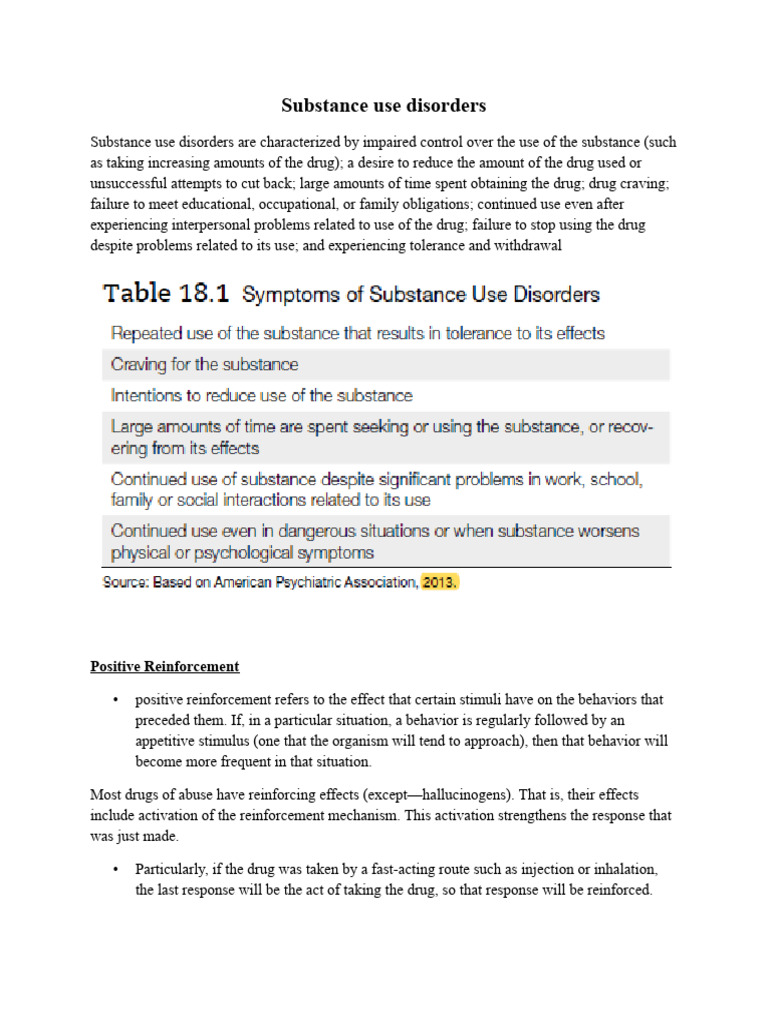 Substance Use Disorders | PDF | Striatum | Dopamine