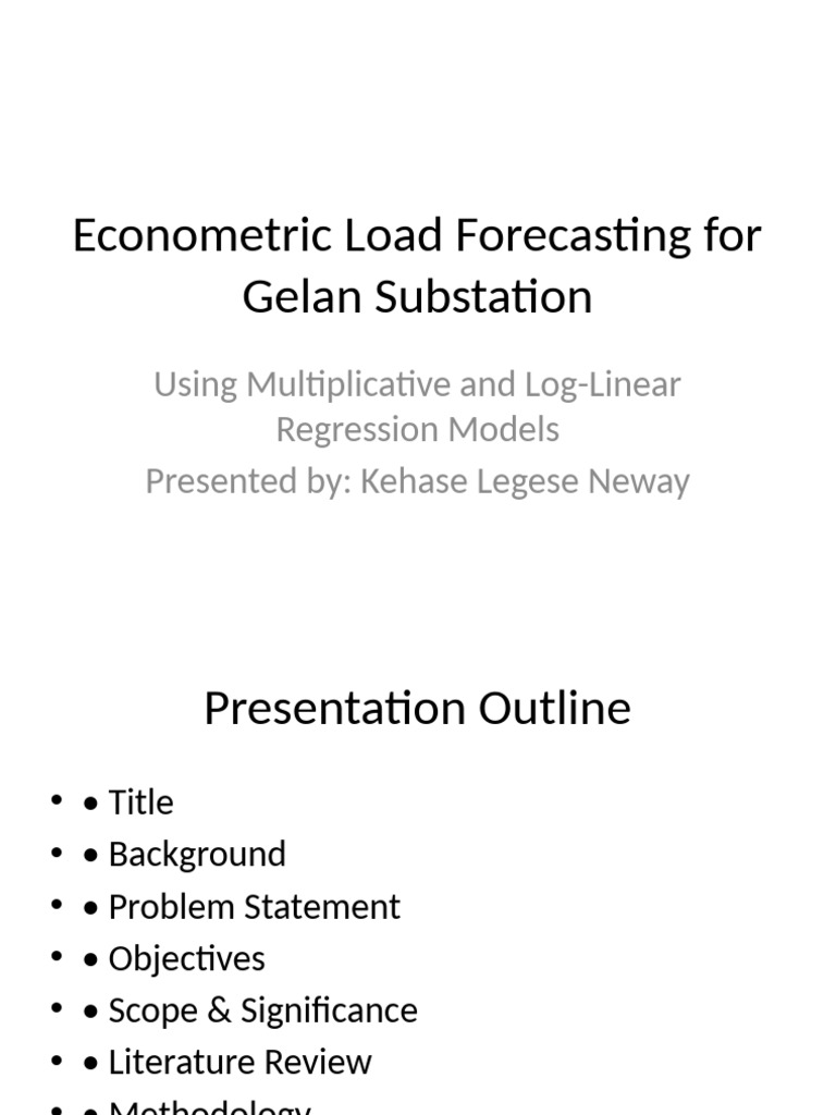 Gelan Substation Load Forecasting PPT | PDF | Forecasting | Regression Analysis