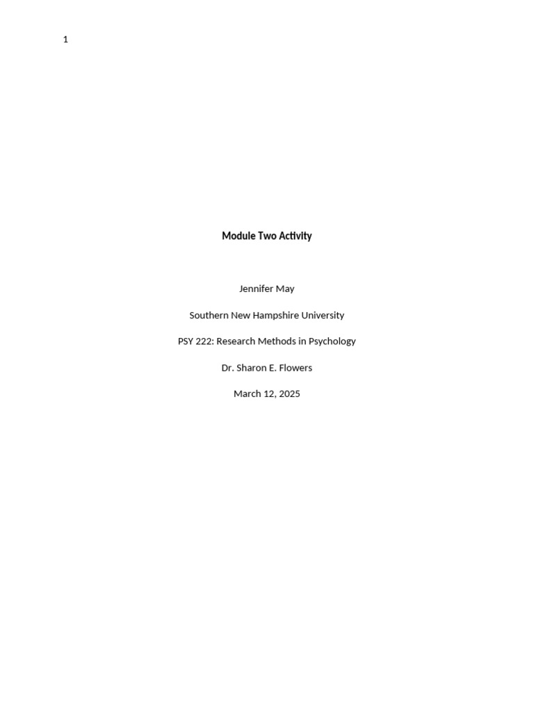 PSY222 Module Two Activity | PDF | Peer Review | Academic Publishing
