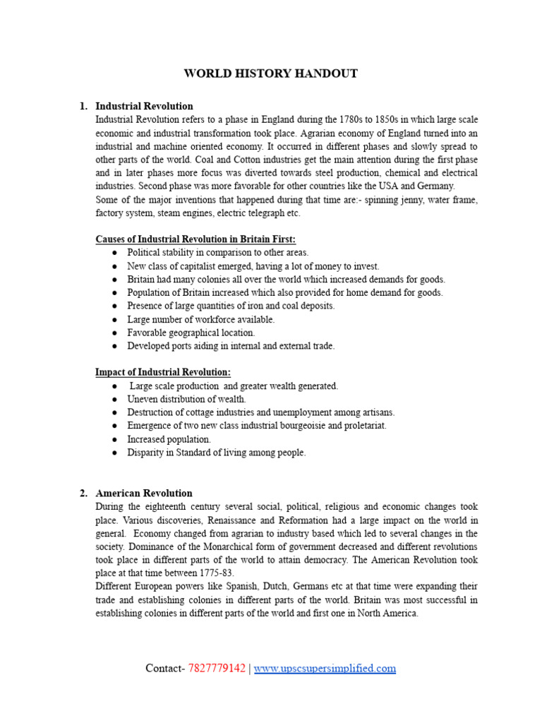 World History Revision Notes | PDF | Socialism | Capitalism