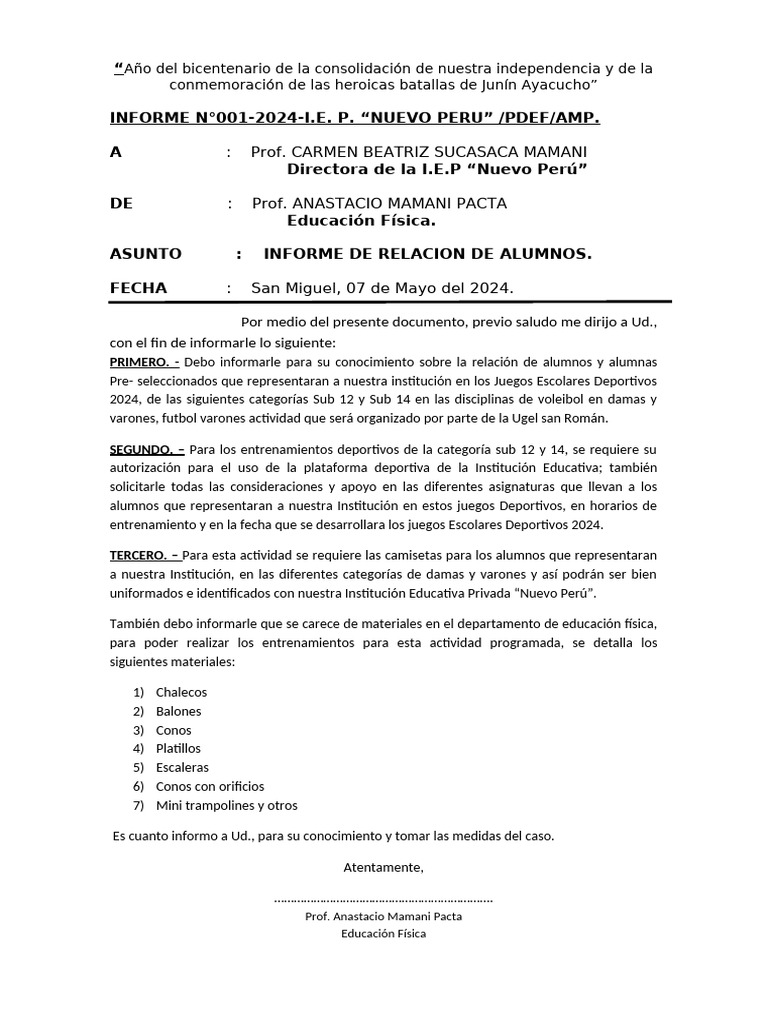 Informe Tacio (20244 | PDF