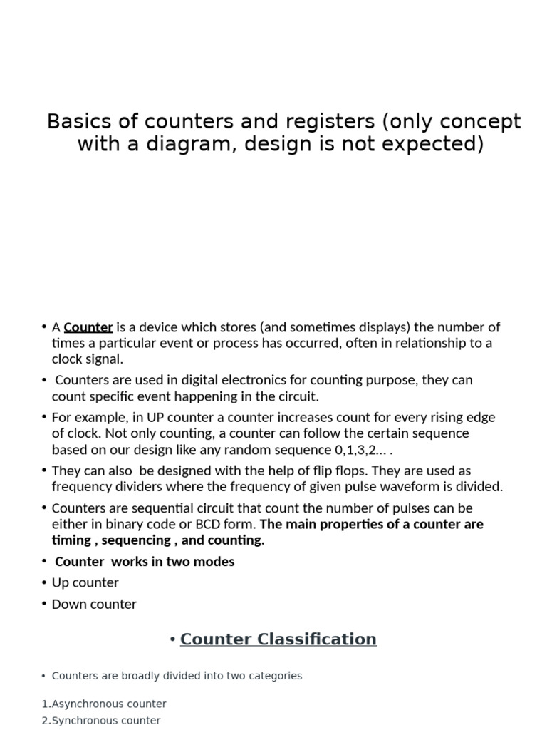 Basics of Counters and Registers (Only Concept | PDF