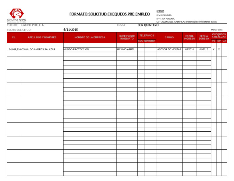 Formato Solicitudes Pre-Empleo2015 | PDF