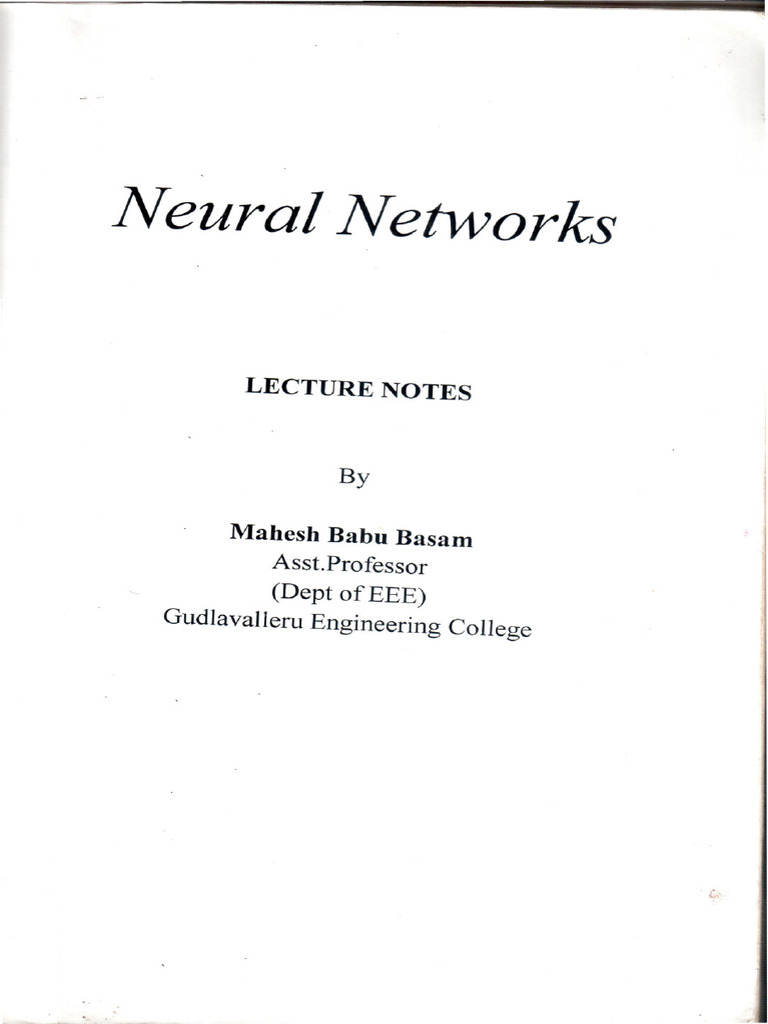 Neural Networks And Fuzzy Logic Notes B Mahesh Babu Pdf