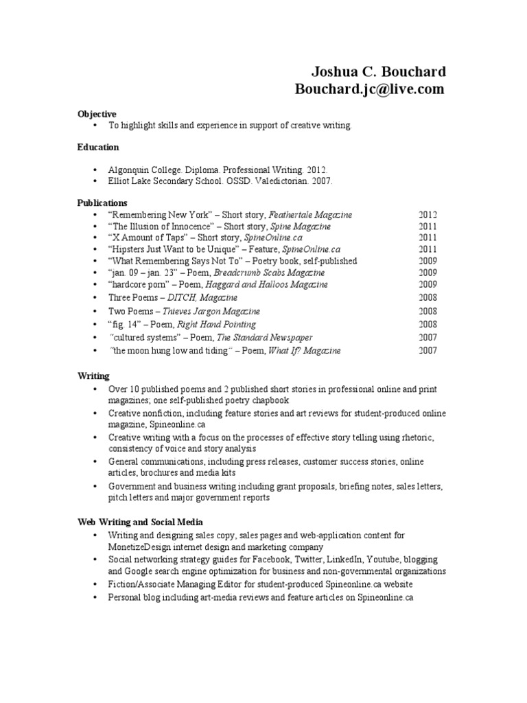 Joshua C. Bouchard - Resume. | PDF | Editing | Adobe Systems
