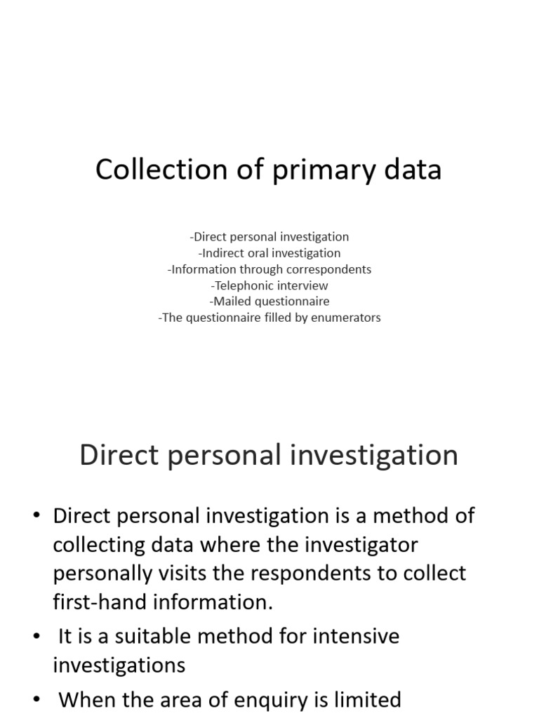 Primary Data Collection Methods Class 11 | PDF | Questionnaire | Survey Methodology