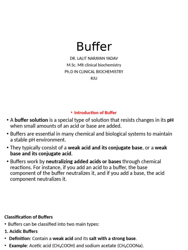 Buffer PPT [Autosaved] | PDF | Buffer Solution | Ph