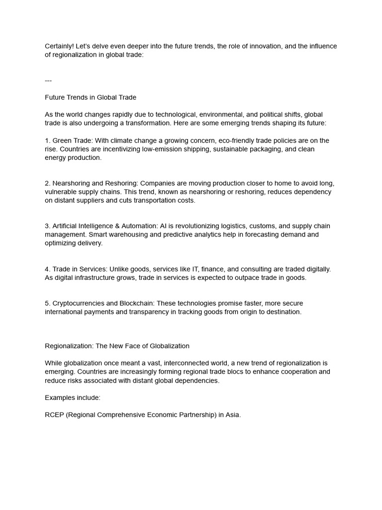 Future Trends in Global Trade | PDF | Supply Chain | Globalization